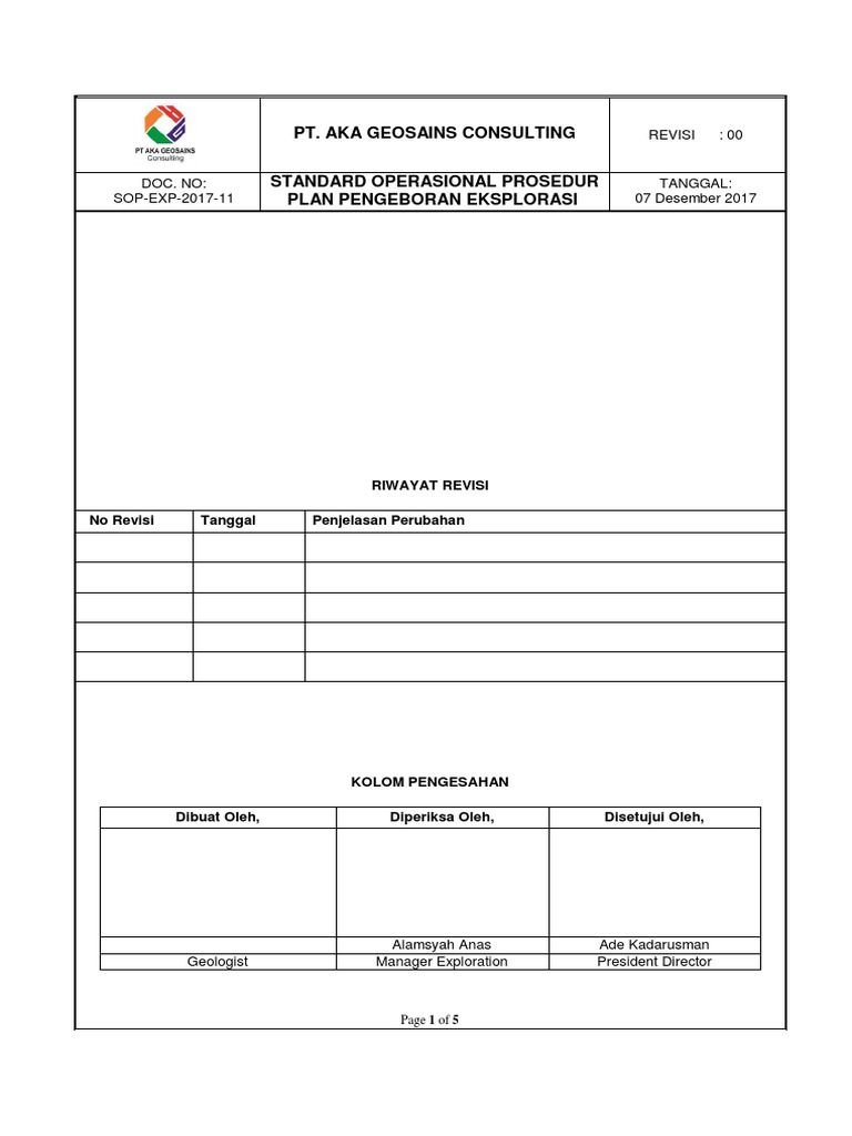 SOP-EXP-2017-11-Plan Pengeboran | PDF