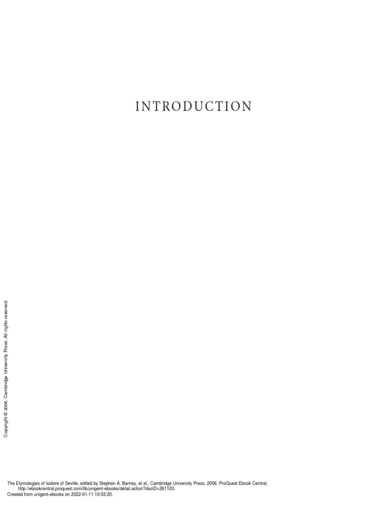 The Etymologies of Isidore of Seville - (INTRODUCTION) | PDF