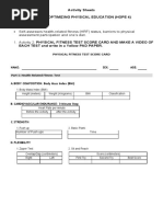 Revised Physical Fitness Test Score Card | PDF