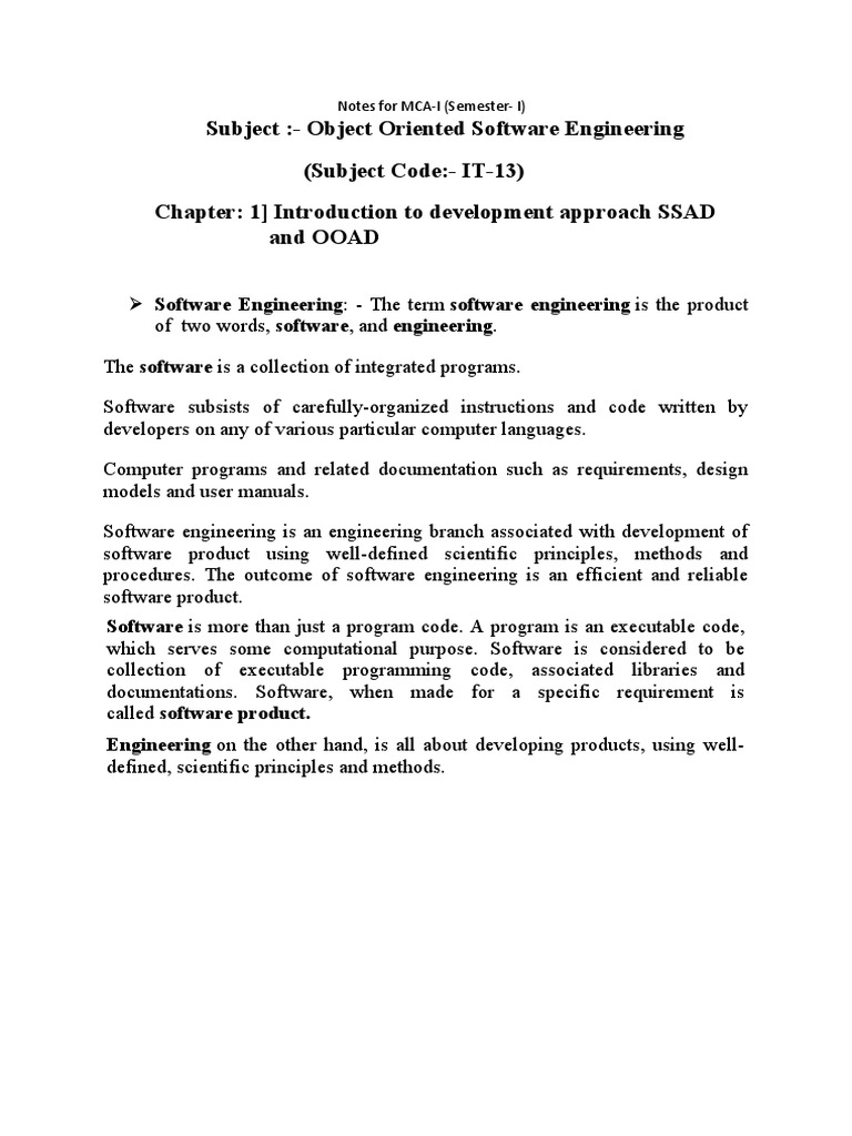 Chapter 1 Introduction To Development Approach SSAD and OOAD | PDF ...