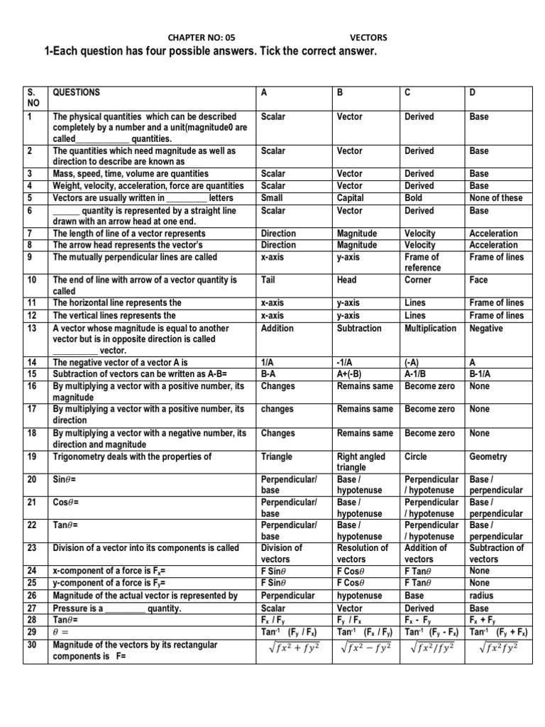 1-Each Question Has Four Possible Answers. Tick The Correct Answer ...