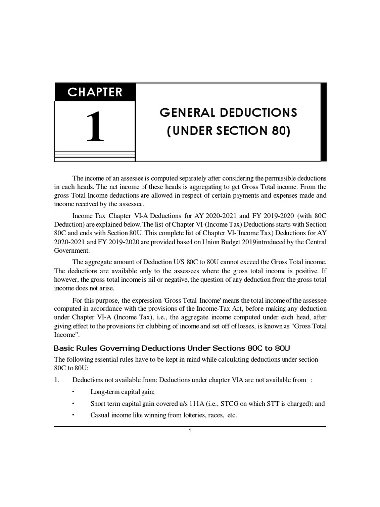 General Deductions (Under Section 80) : Basic Rules Governing ...