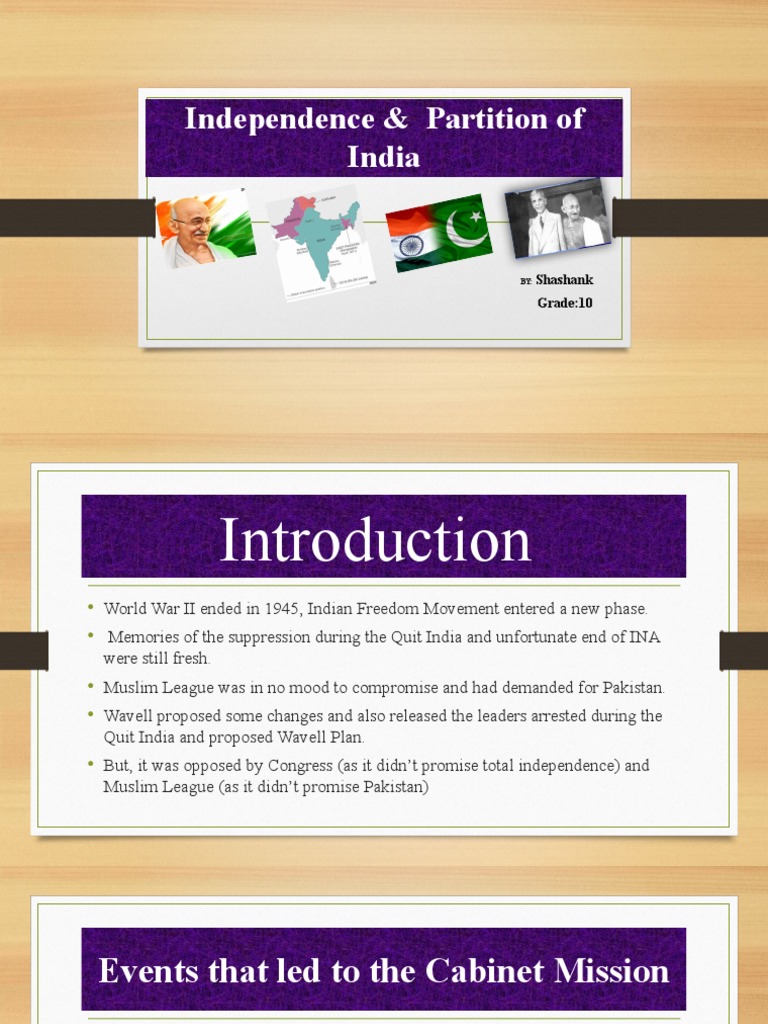 Independence & Partition of India: Shashank Grade:10 | PDF | Partition ...