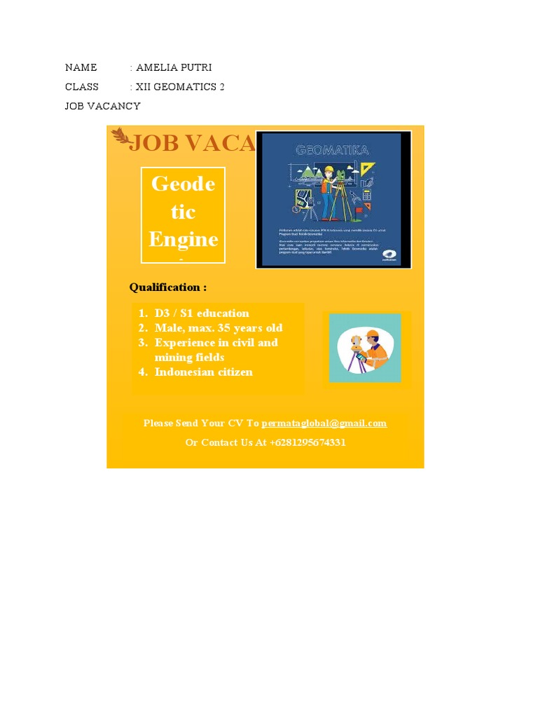 Job Vacancy: Geode Tic Engine Ering | PDF