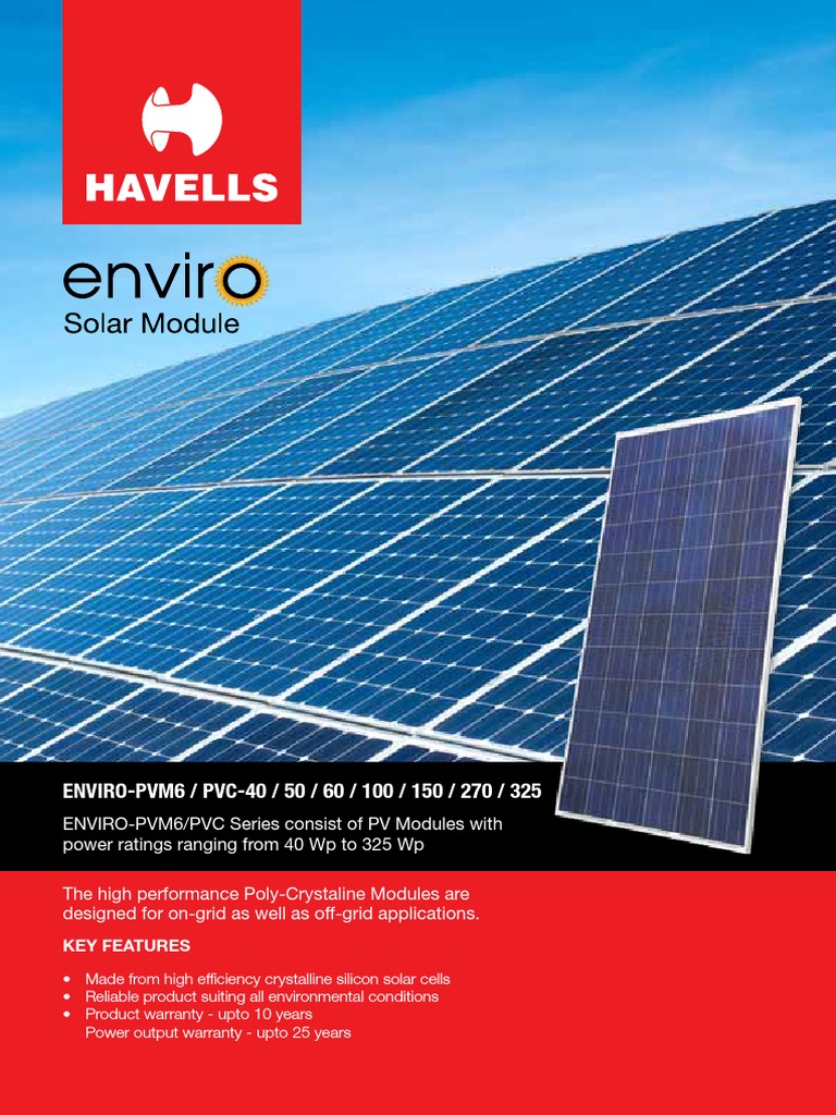 Catalogue Havells Solar Module Leaflet A5 | PDF | Solar Panel ...