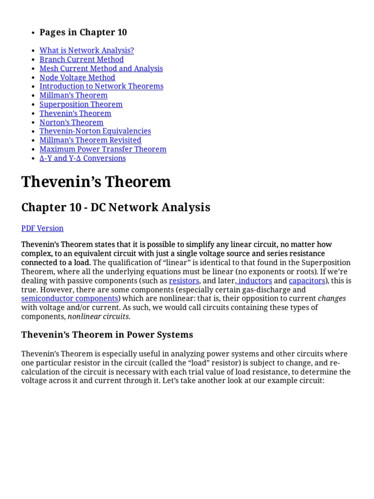 Thevenin's Theorem - DC Network Analysis - Electronics Textbook | PDF | Electrical Network ...