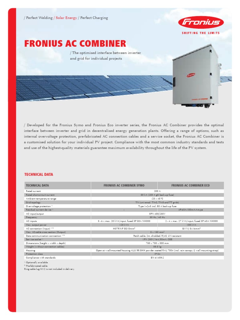Fronius Ac Combiner: / Solar Energy | PDF | Photovoltaics | Electrical Grid