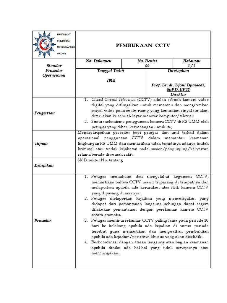 Sop Pembukaan CCTV | PDF