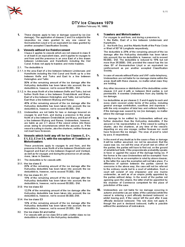 DTV Ice Clauses Overview 1989 | PDF | Deductible | Business Law
