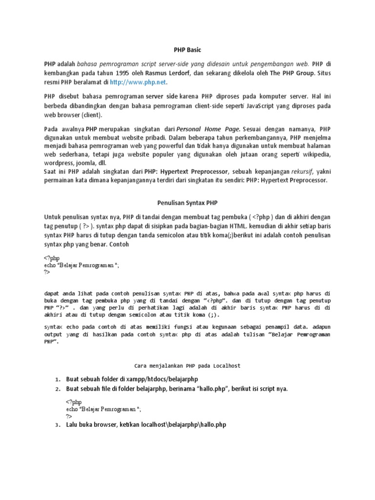 Dasar PHP Untuk SMK | PDF