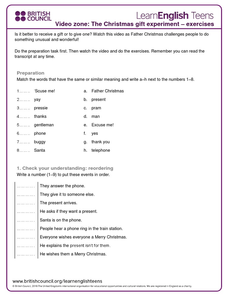 The Christmas Gift Experiment - Exercises 0 | PDF