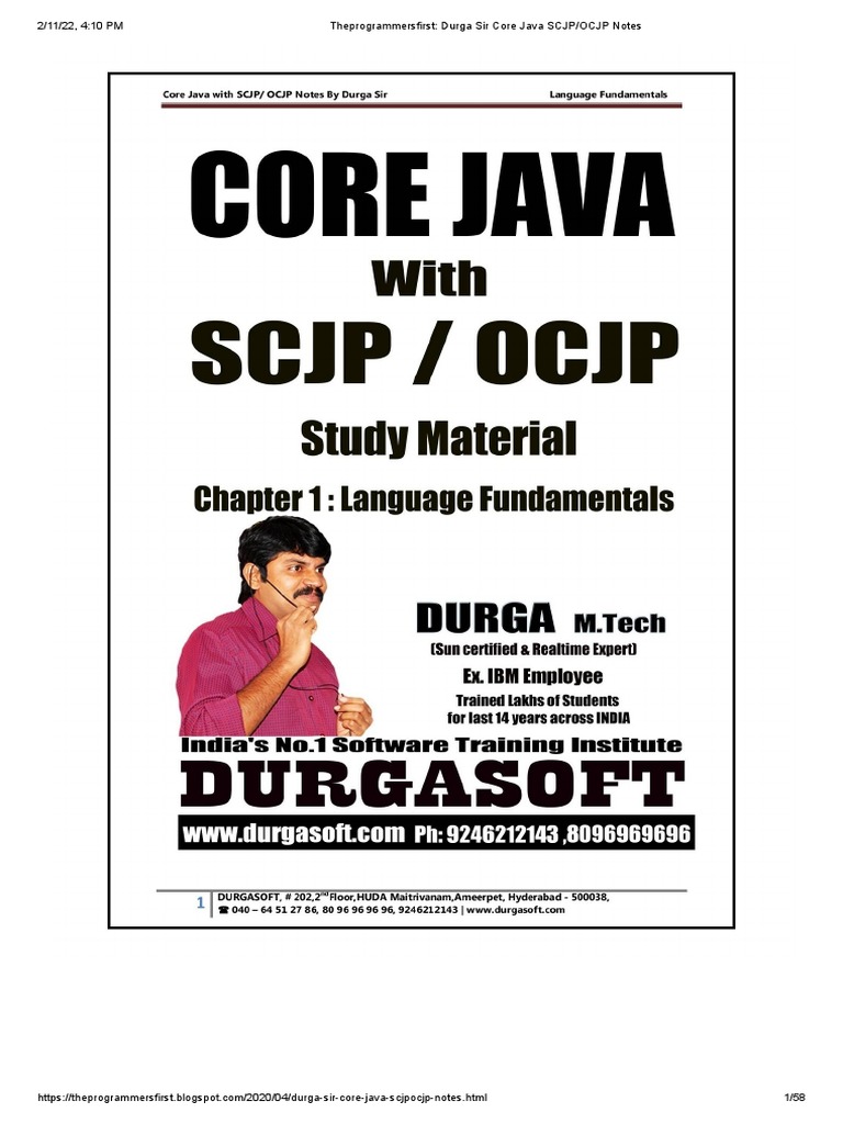 Theprogrammersfirst - Durga Sir Core Java SCJP - OCJP Notes | PDF