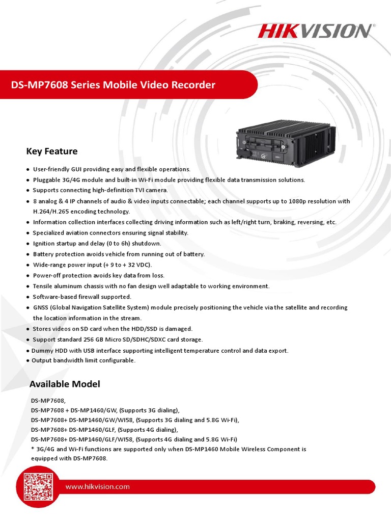 Datasheet of DS-MP7608 - V5.1.1 - 20190430 | PDF | Video | Usb