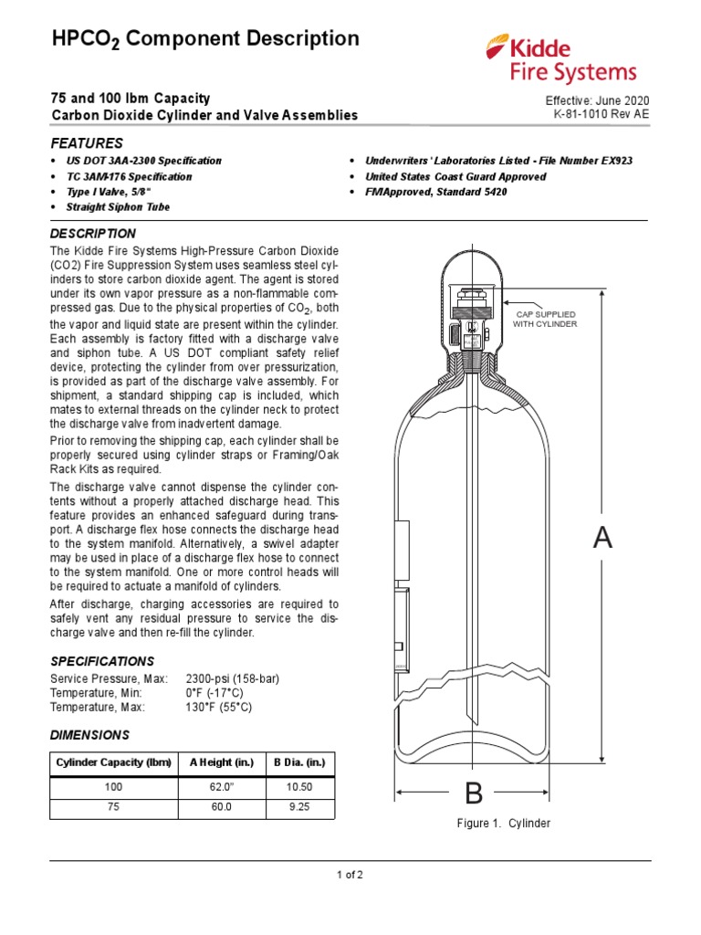 Kidde HPCO2 75 and 100 LB Cylinder and Valve Assemblies K-81-1010 | PDF ...