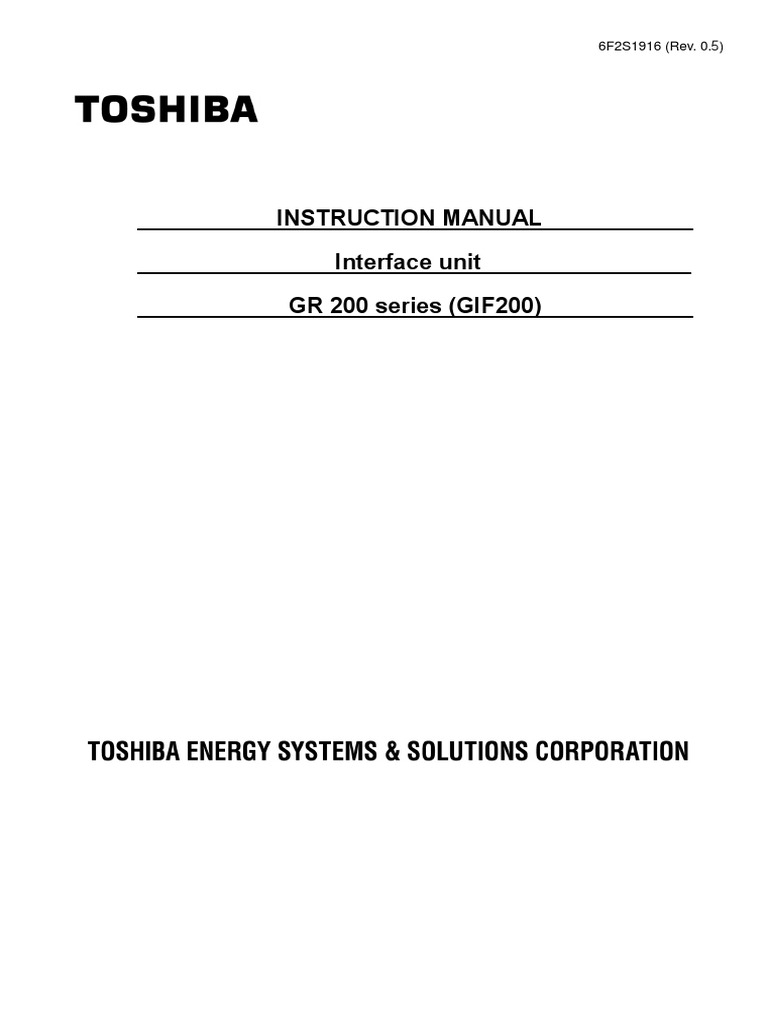 Instruction Manual Interface Unit GR 200 Series (GIF200) : 6F2S1916 ...