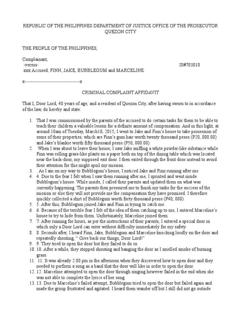 Affidavit of Complaint | PDF