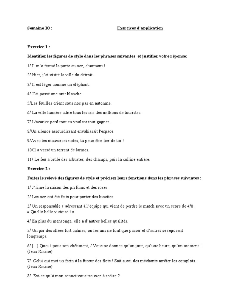 Semaine 10 Exercices D'application 1 | PDF | Art