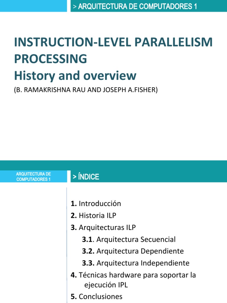 Instruction Level Parallelism Processing History And Overview Pdf Hardware De La Computadora