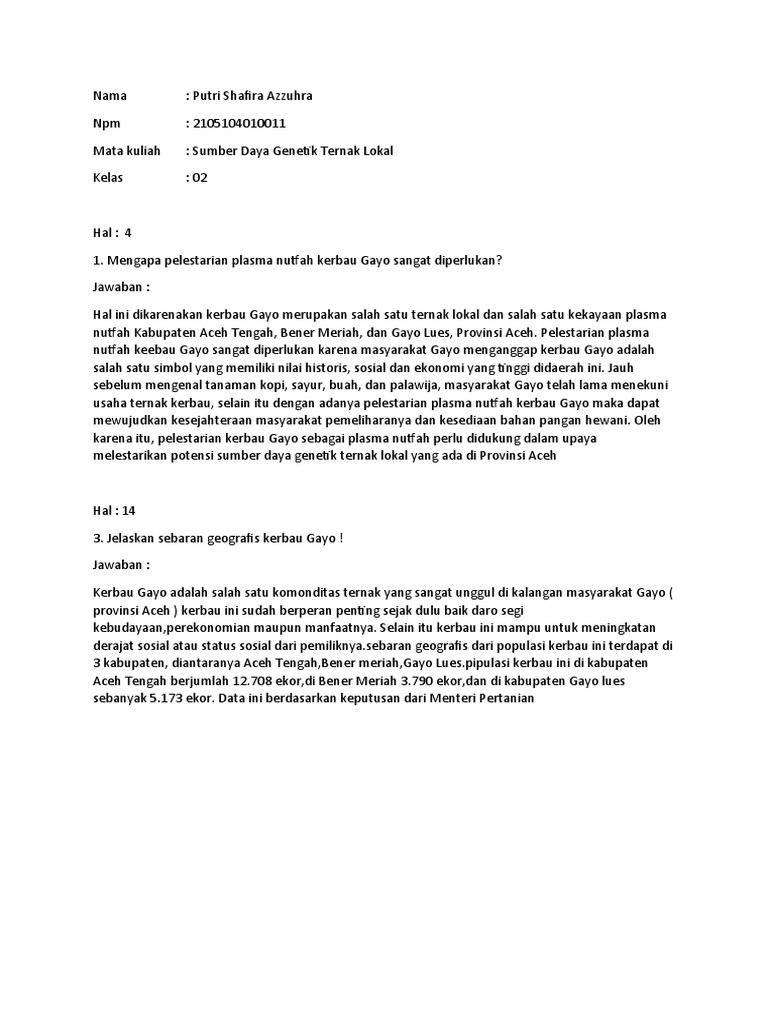 Pelestarian Kerbau Gayo | PDF | Teknologi & Rekayasa