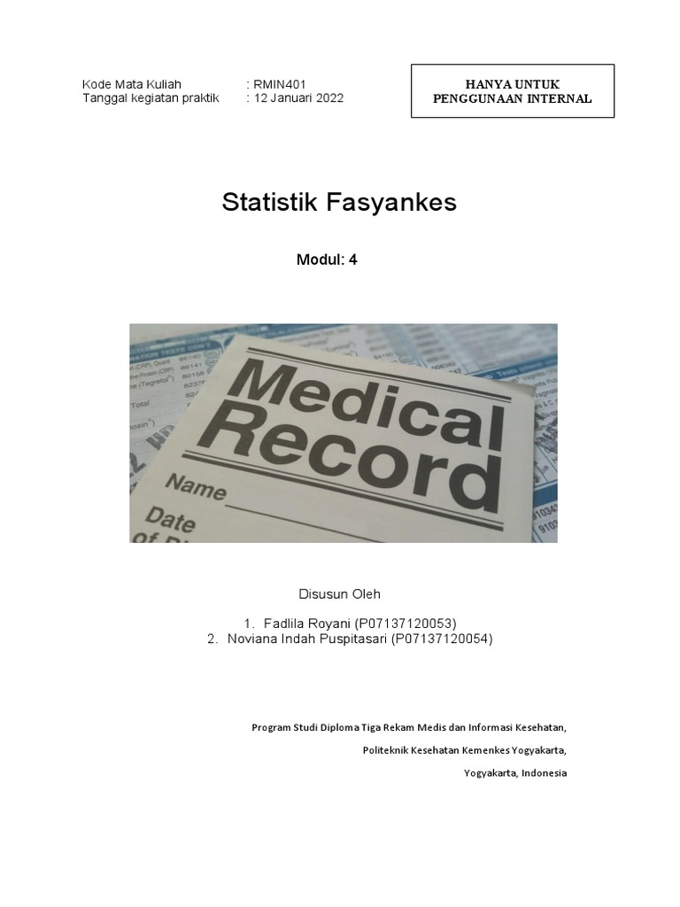 D3RMIK - Modul Statistik Fasyankes - Praktik Temu 4 | PDF