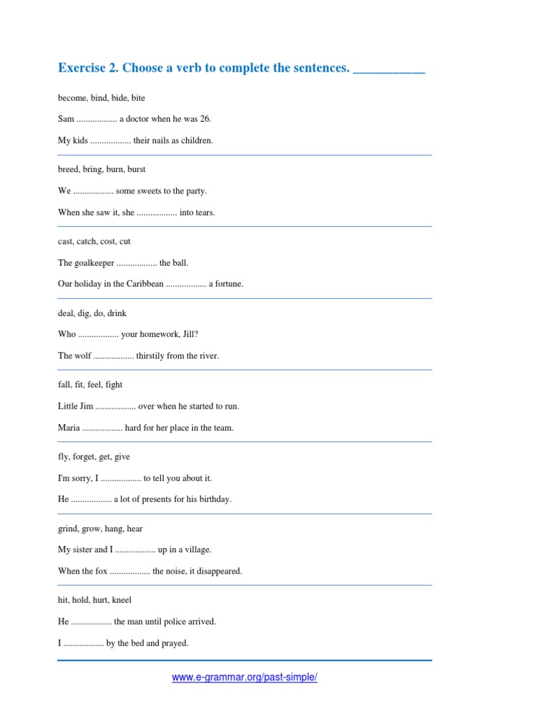 Past Simple Verbs Exercise | PDF