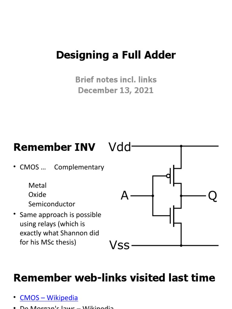 2021 - 12 - 13 - Full Adder ... Addition ... ALU | PDF | Digital ...