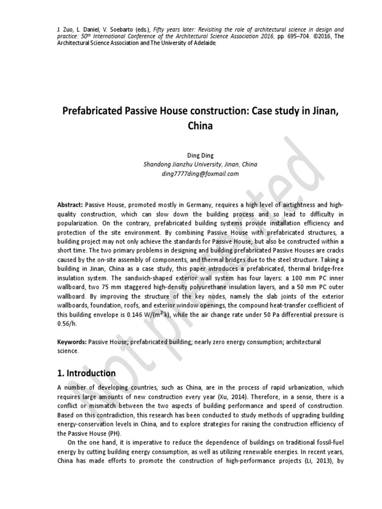 Prefabricated Passive House Construction: Case Study in Jinan, China ...
