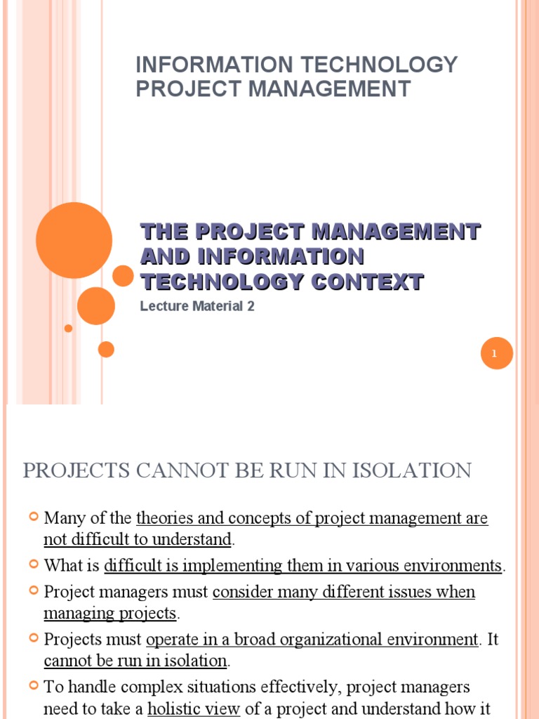 The Project Management and Information Technology Context | PDF | Scrum (Software Development ...