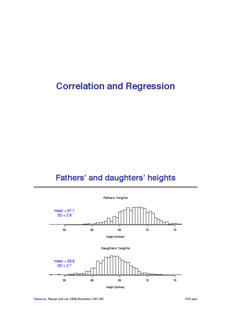 Correlation and Regression: Fathers' and Daughters' Heights | PDF | Errors And Residuals ...