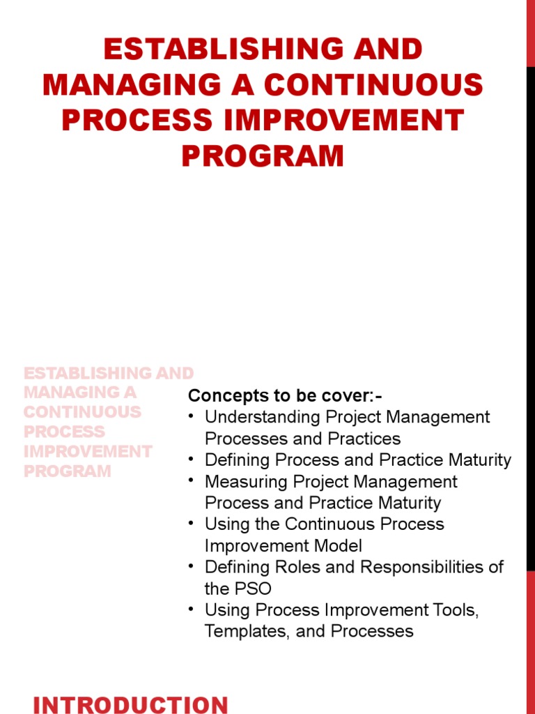Establishing and Managing A Continuous Process Improvement Program ...