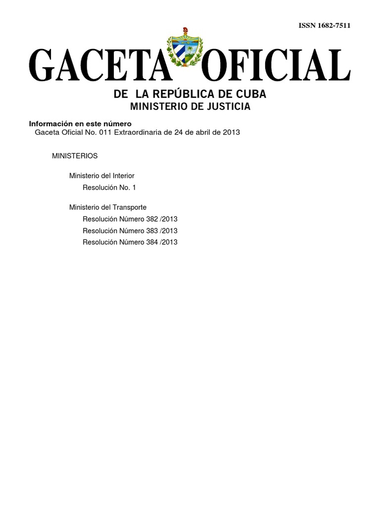 Go - X - 011 - 2013 Resolucion 382, 383 y 384 Mitrans | PDF | Remolque ...