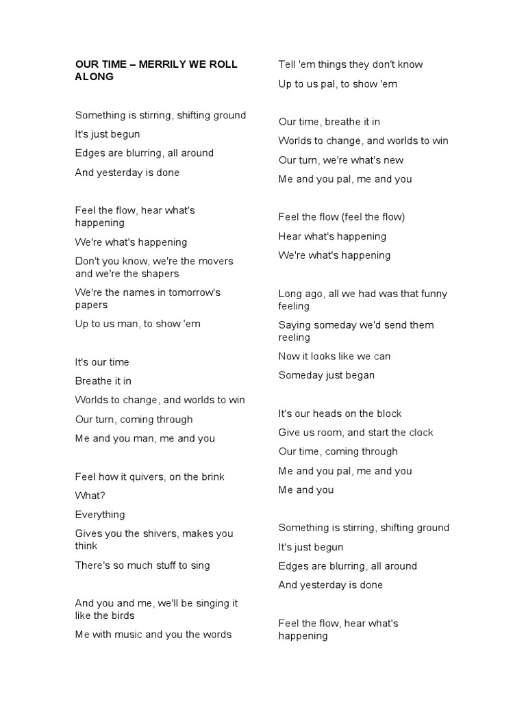 Our Time - Merrily We Roll Along | PDF