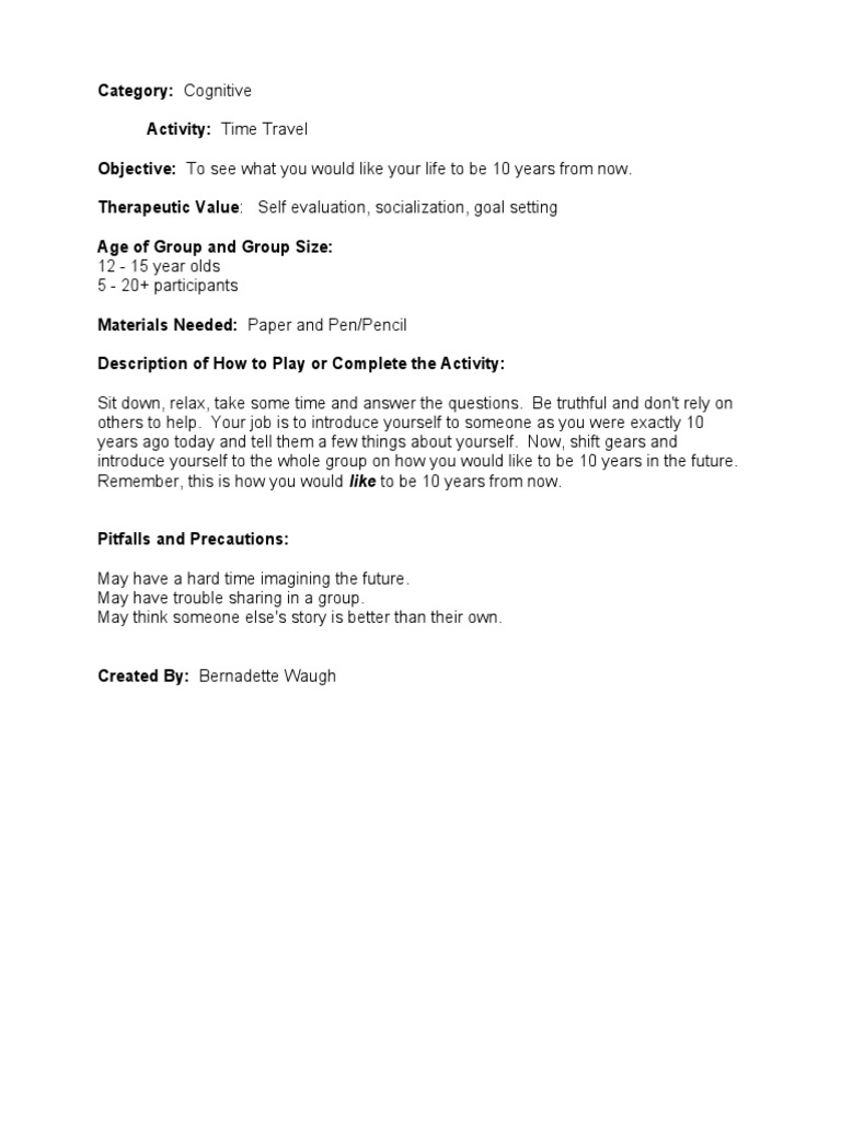 TimeTravelActivityIceBreaker 1 | PDF