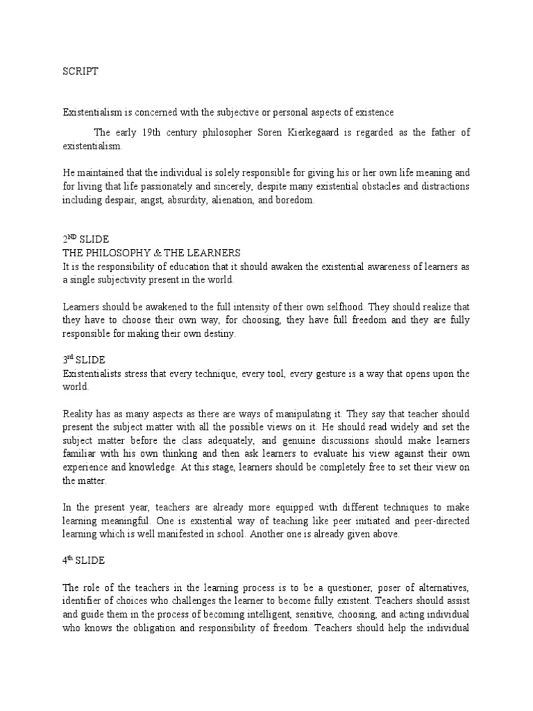 Script Report | PDF | Existentialism | Learning
