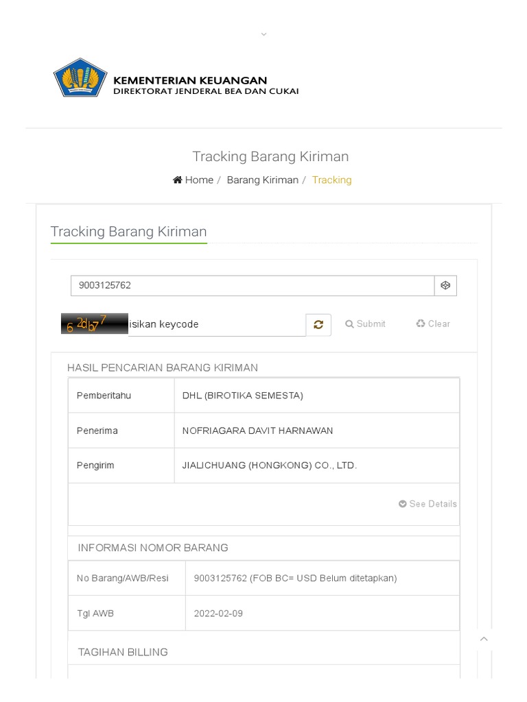 Tracking Barang Kiriman Bea Cukai | PDF