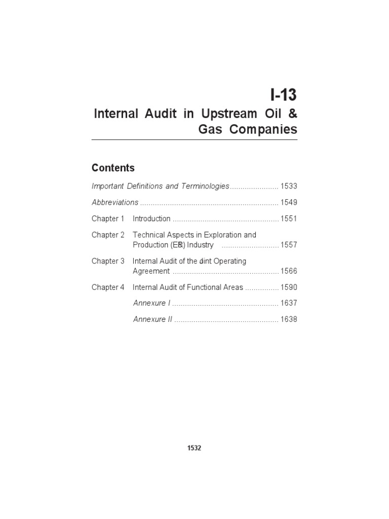 Technical Guide On Internal Audit Issued by ICAI - Oil & Gas (Upstream ...