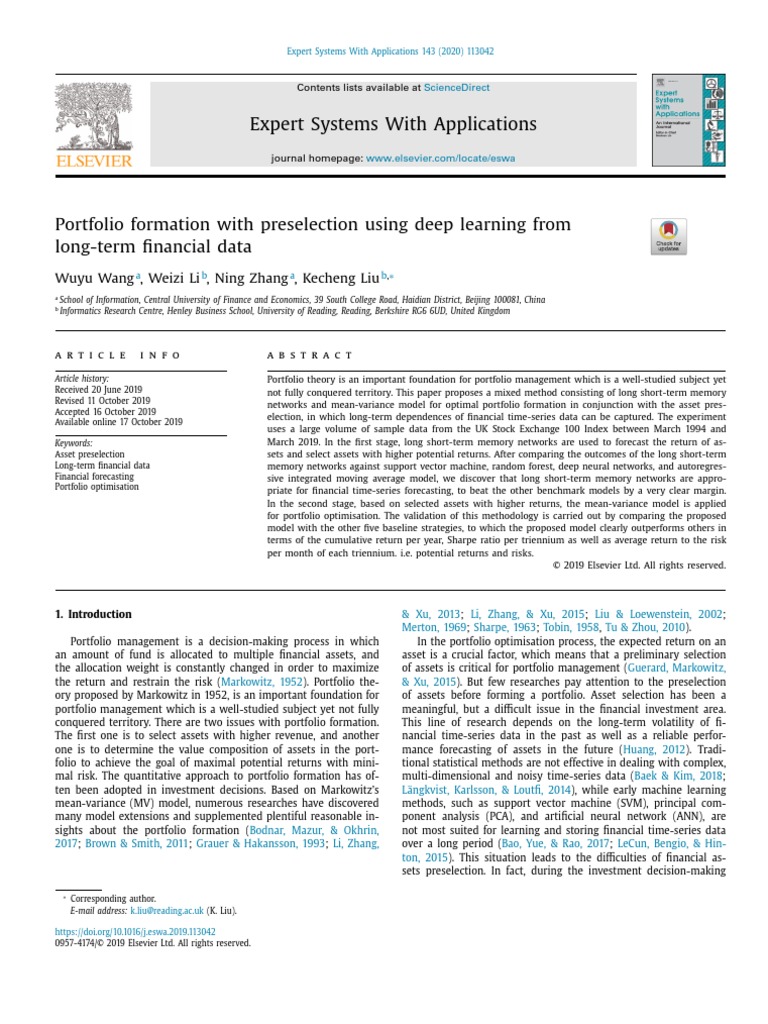 Portfolio Formation With Preselection Using Deep Lea - 2020 - Expert ...