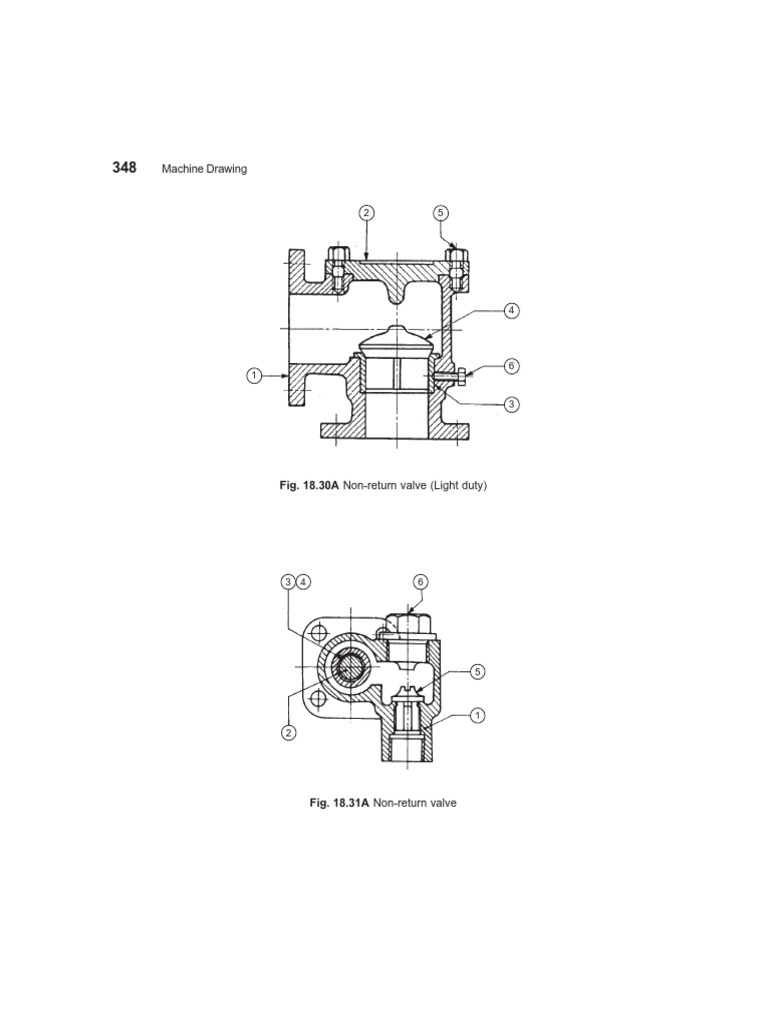 Machine Drawing: Fig. 18.30A Non-Return Valve (Light Duty) | PDF