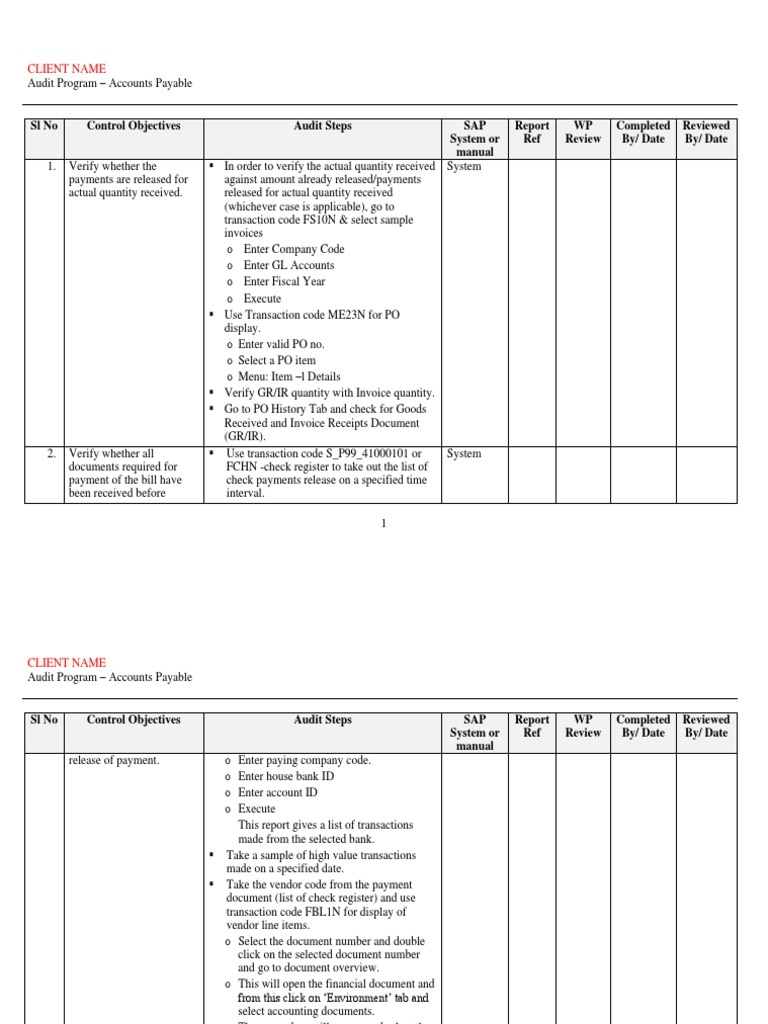 Audit Program Accounts Payable | PDF | Accounts Payable | Invoice