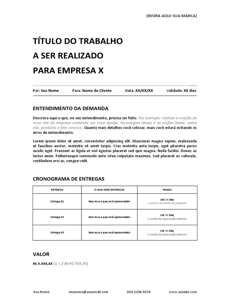 Modelo de Proposta de Trabalho Do Freelancer | PDF