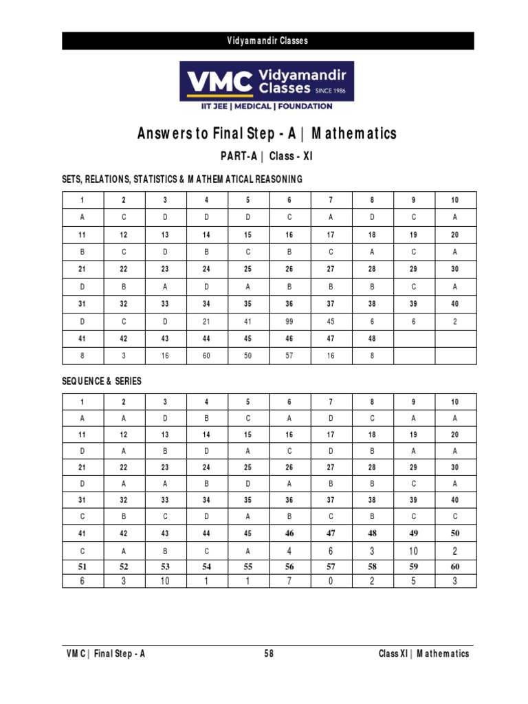 Final Step-A Answer Key | PDF | Discrete Mathematics | Mathematics