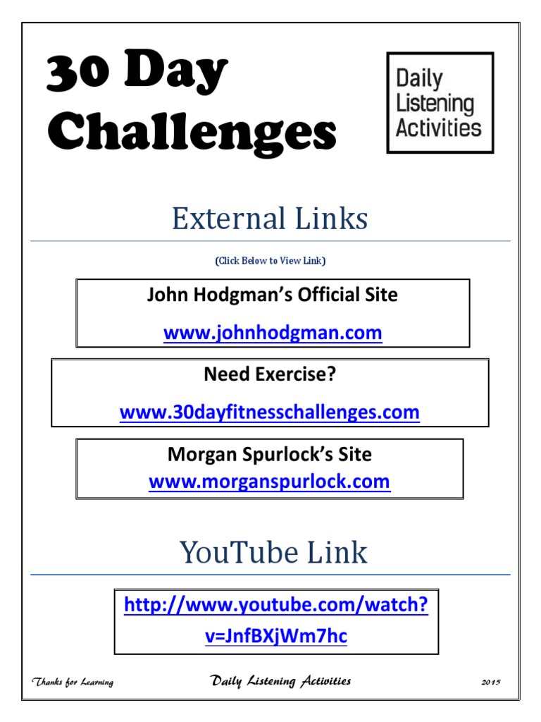30 Day Challenge Activity Sheet | PDF | Cognitive Science | Cognition