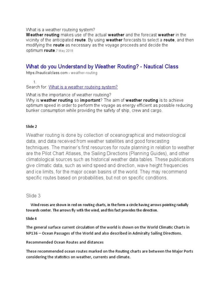 Optimizing Voyage Routes Through Weather Routing and Forecasting | PDF ...
