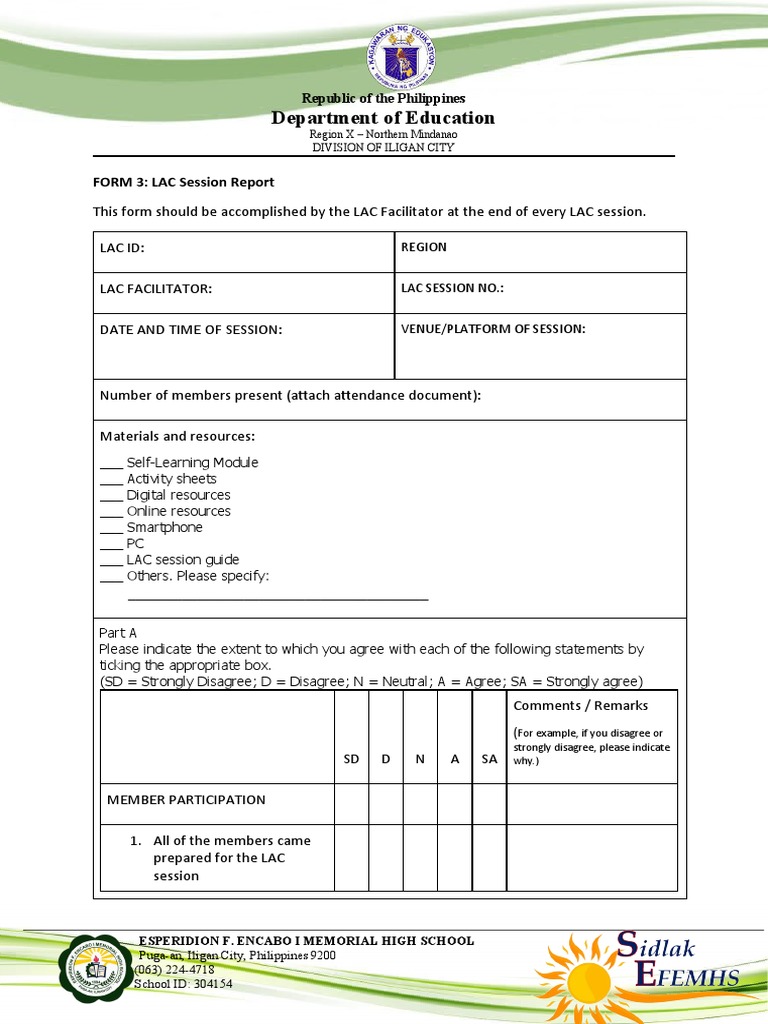 Lac Form 3 | PDF | Applied Psychology | Education Theory