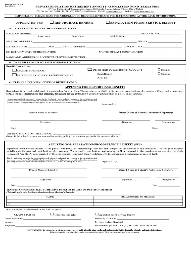 Benefit Claim Form B | PDF | Identity Document | Notary Public