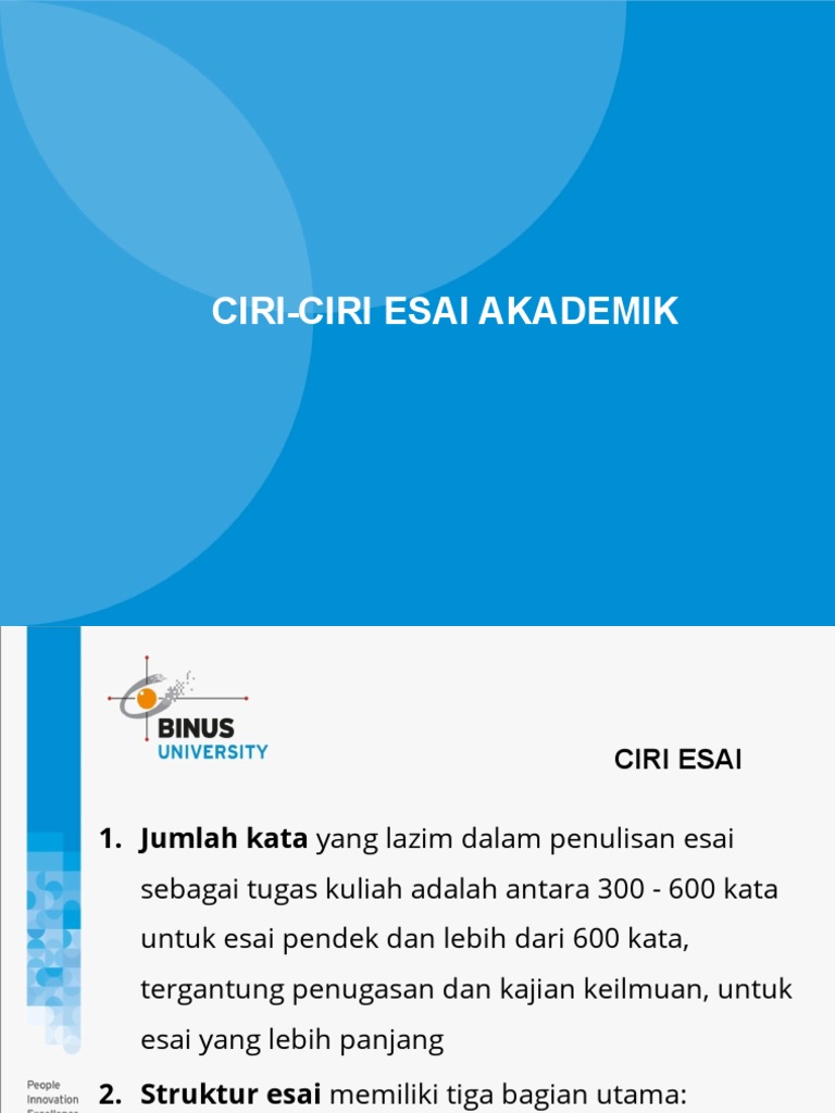 Ciri-Ciri Esai Akademik | PDF | Seni & Disiplin Bahasa