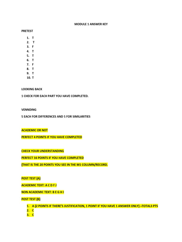 Module Answer Keys: A Comprehensive Collection of Pretests, Activities ...