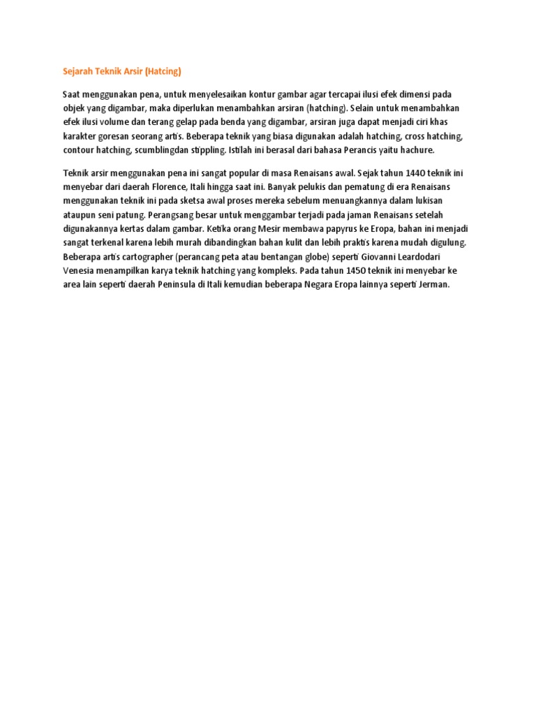 Sejarah Teknik Arsir Hatching | PDF | Ilmu Sosial | Seni