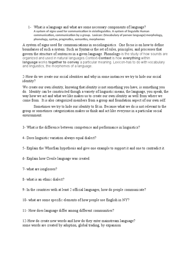 What Is A Language and What Are Some Necessary Components of Language ...