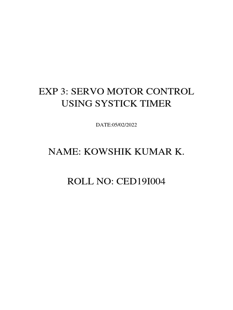 Servo Motor Control Using SysTick Timer in Keil Software | PDF | Electrical Engineering ...